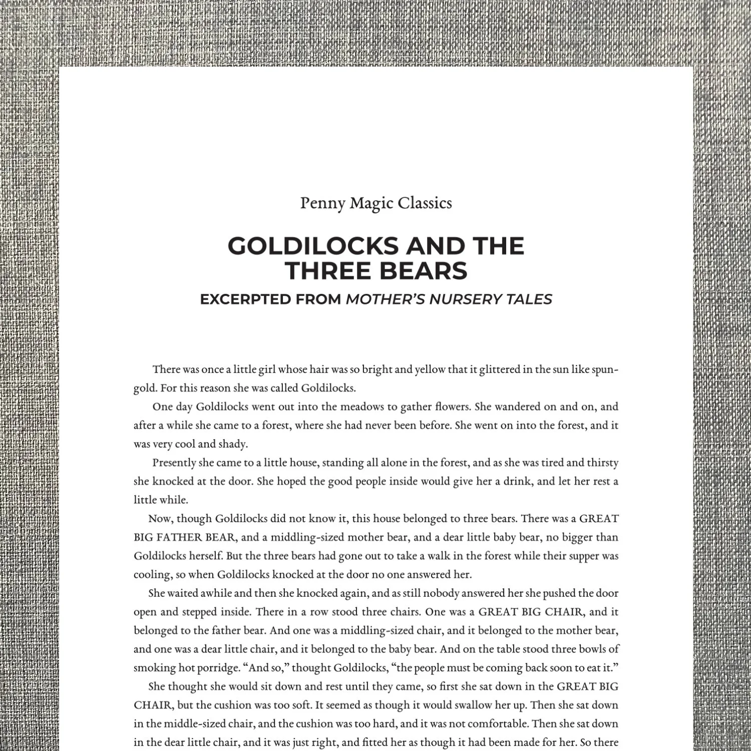 Download Goldilocks and the Three Bears Short Story as a Printable PDF ...