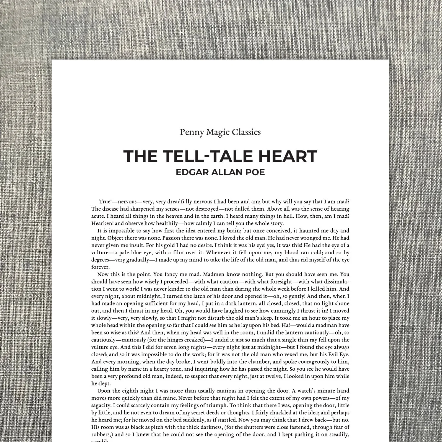 Edgar Allan Poe's Short Story The Tell-Tale Heart Free Printable PDF ...