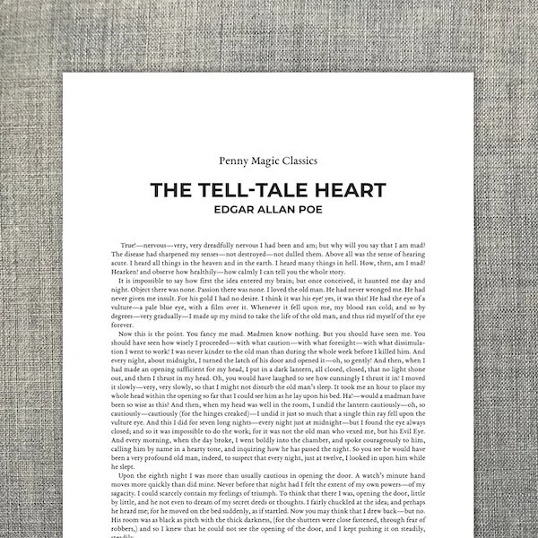 Edgar Allan Poe's Short Story The Tell-Tale Heart Free Printable PDF ...