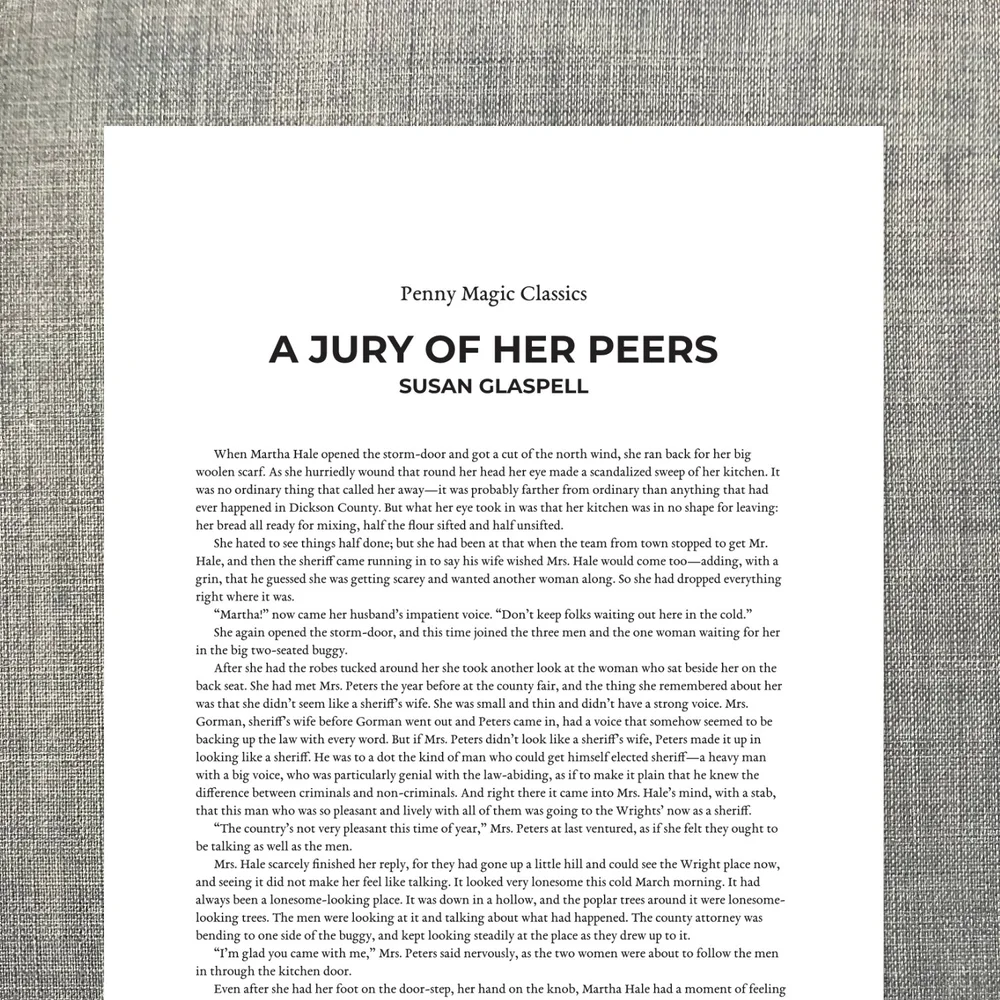 A Jury of Her Peers: Download a Printable PDF of Susan Glaspell's ...