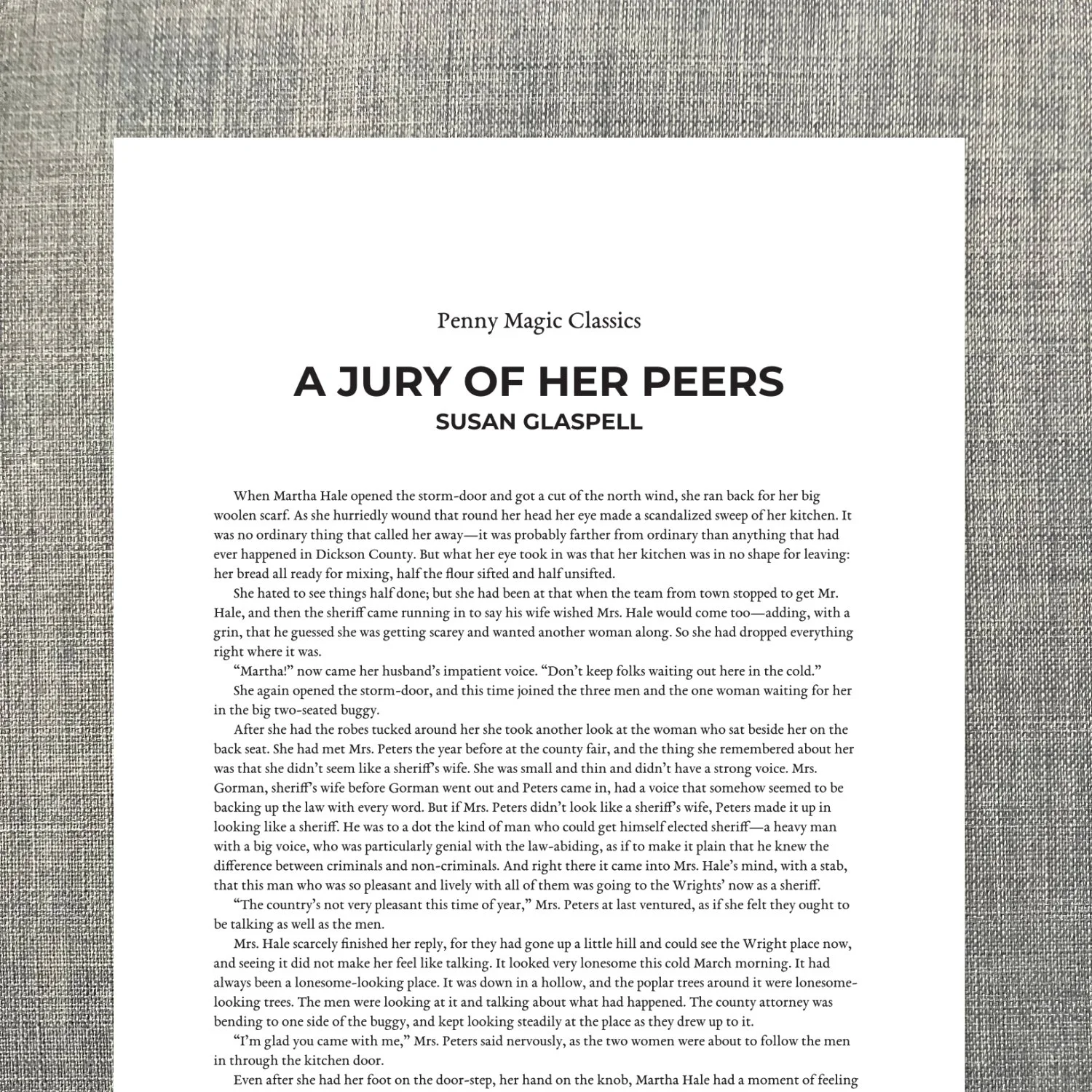 A Jury of Her Peers: Download a Printable PDF of Susan Glaspell's ...
