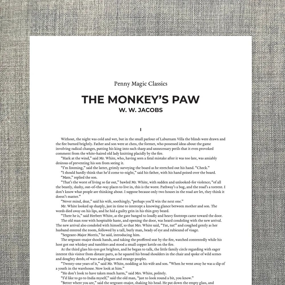 The Monkey's Paw: Download a Printable PDF of W. W. Jacob's Short Story ...