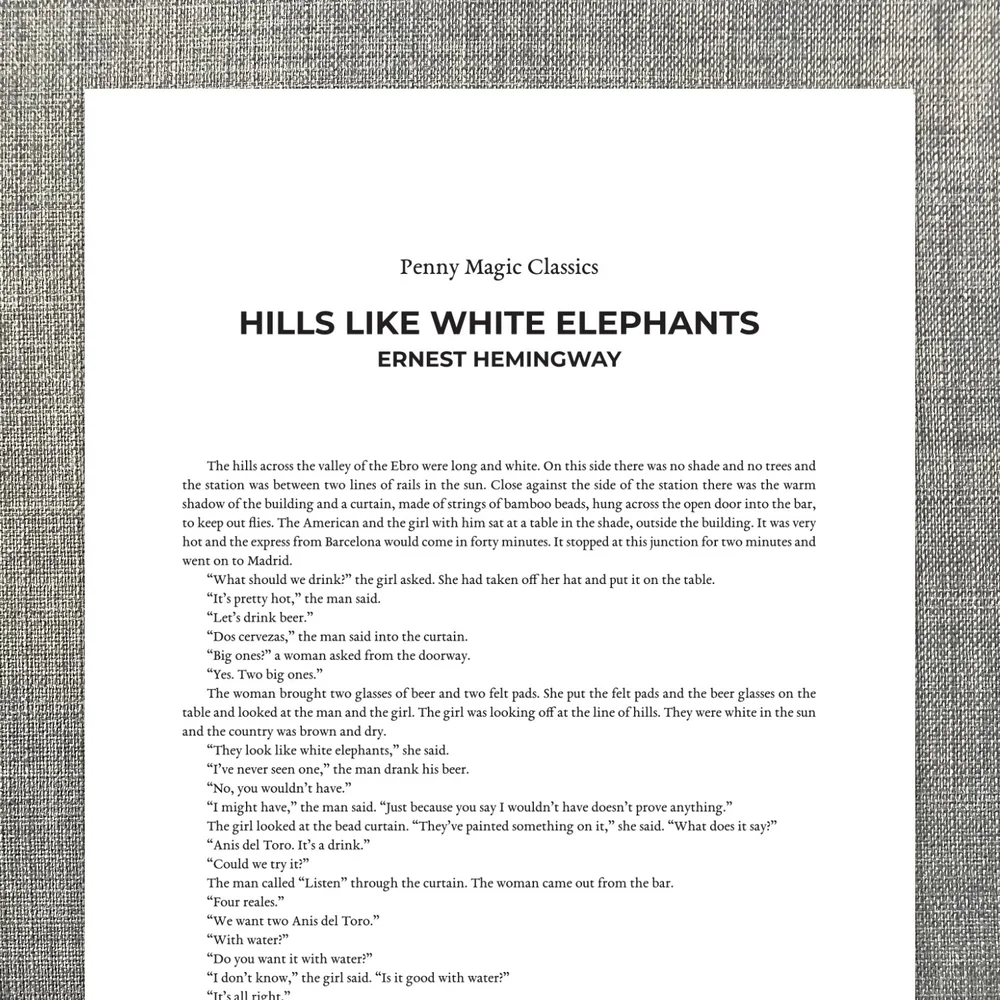 Download Hills Like White Elephants by Ernest Hemingway as a PDF ...