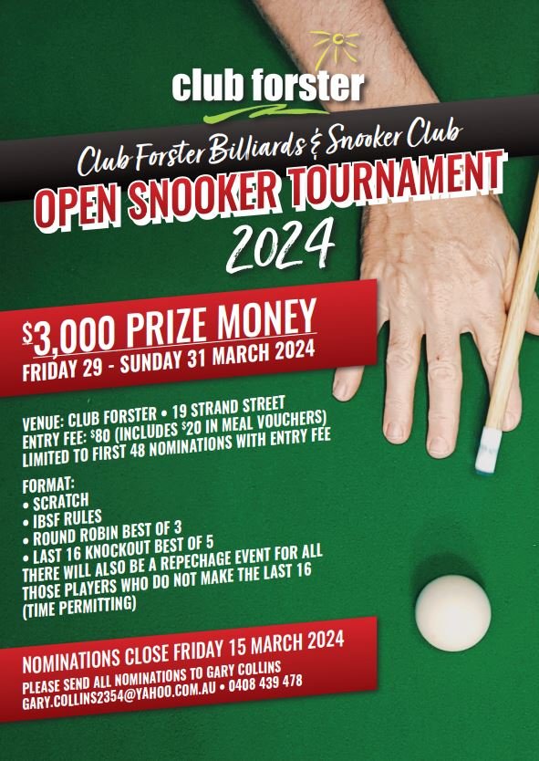 Club Forster Open Snooker Tournament — Snooker and Billiards NSW