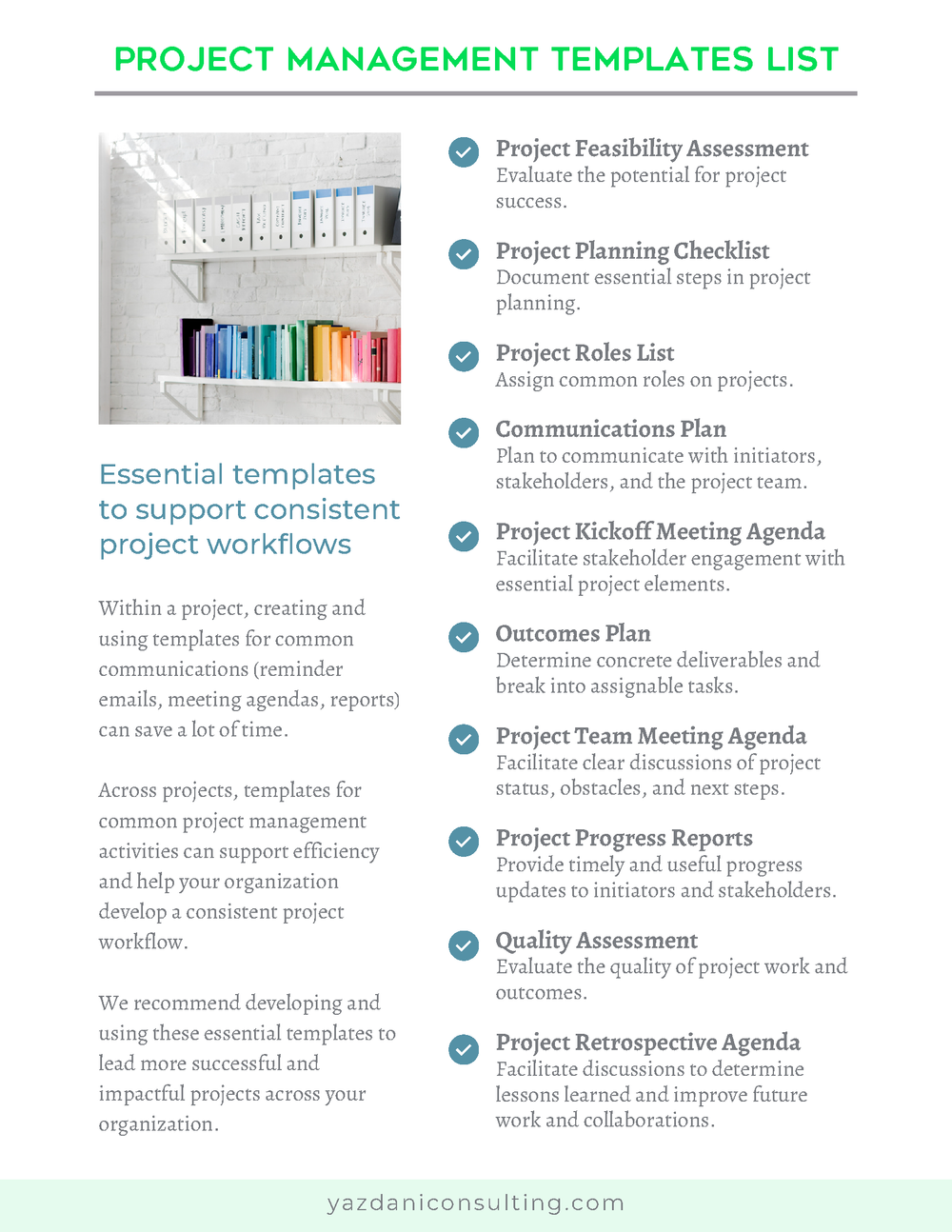 Project Templates List — Yazdani Consulting and Facilitation