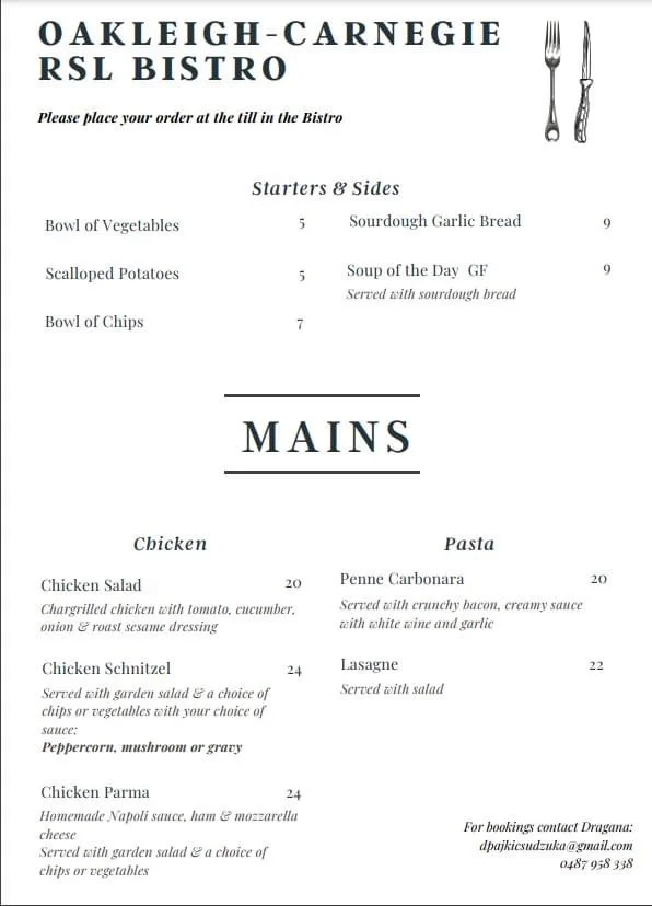 Dining — Oakleigh/Carnegie RSL Club