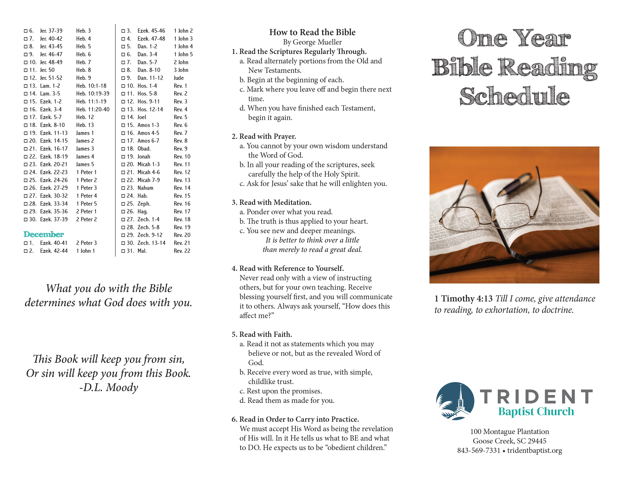 Bible Reading Schedule — Trident Baptist