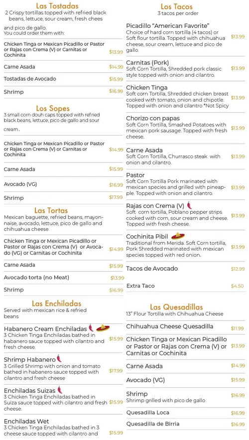Menu — Los Tacos