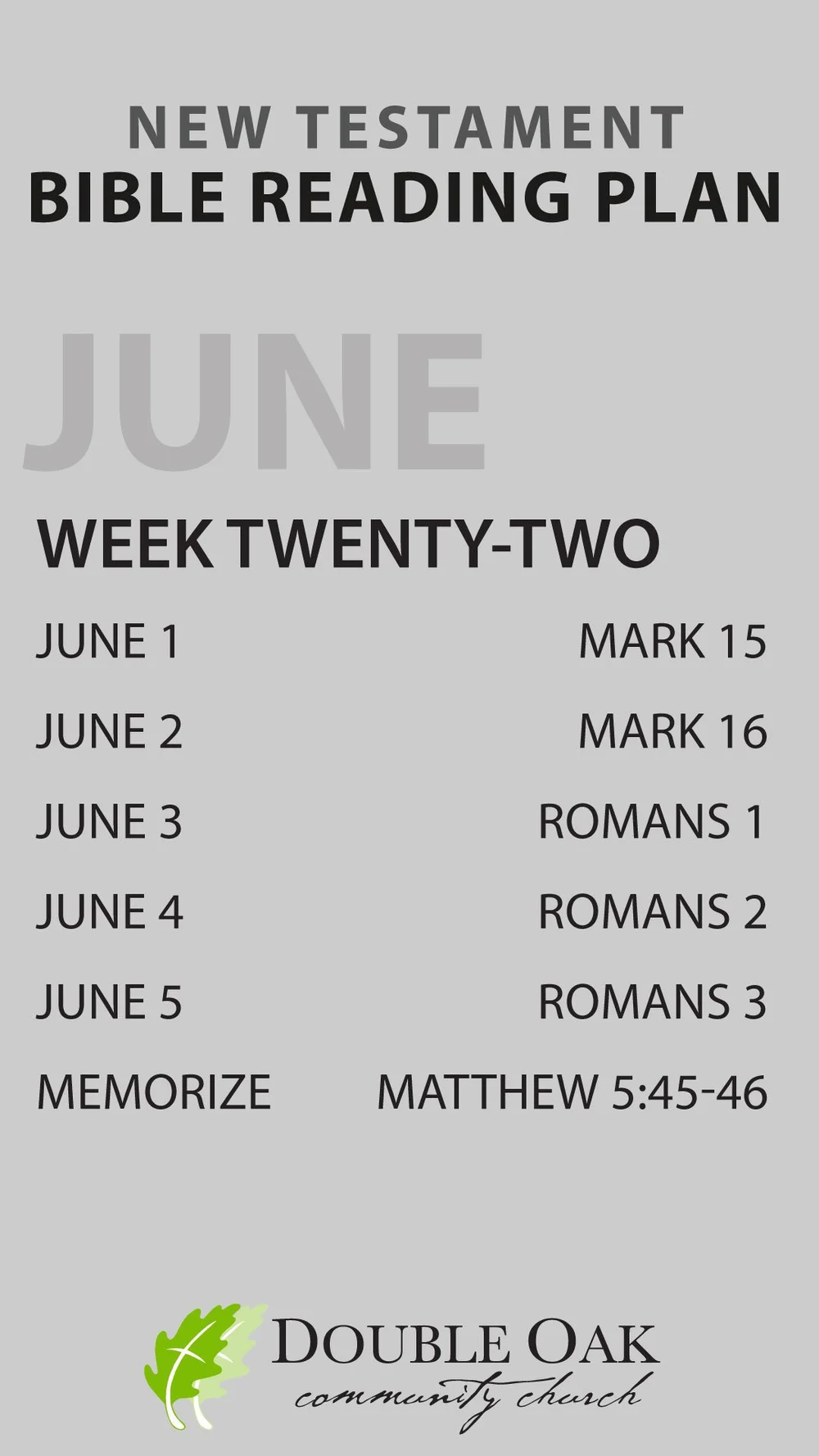 Bible Reading Plan — Double Oak Community Church