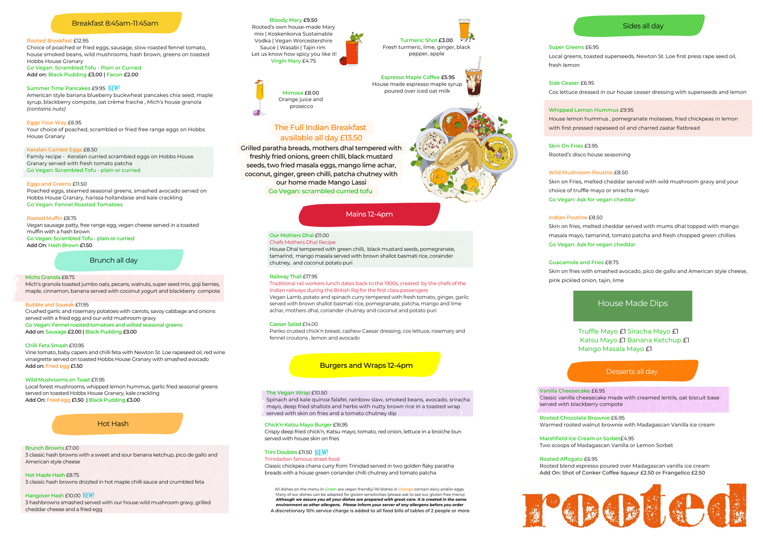 MENUS — Rooted Cafe