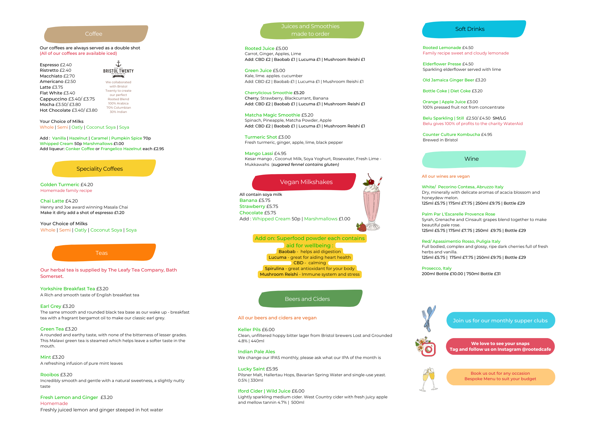 MENUS — Rooted Cafe