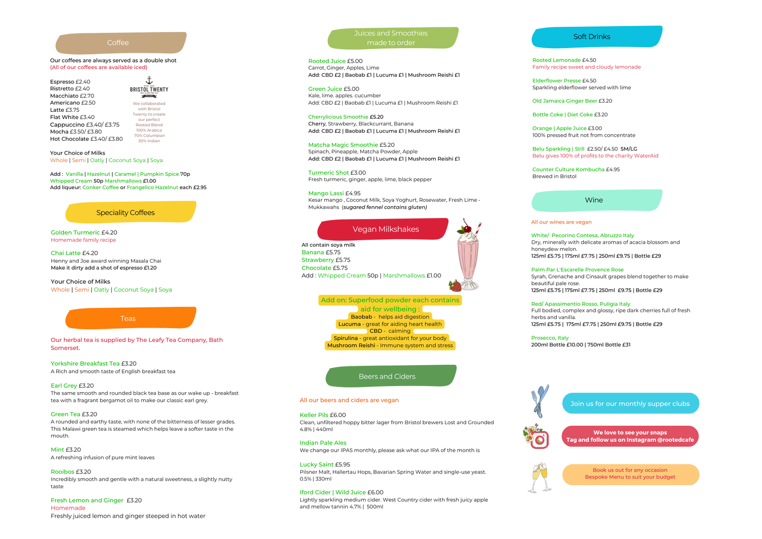 MENUS — Rooted Cafe