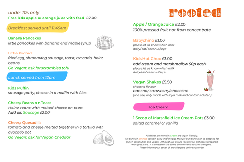 MENUS — Rooted Cafe