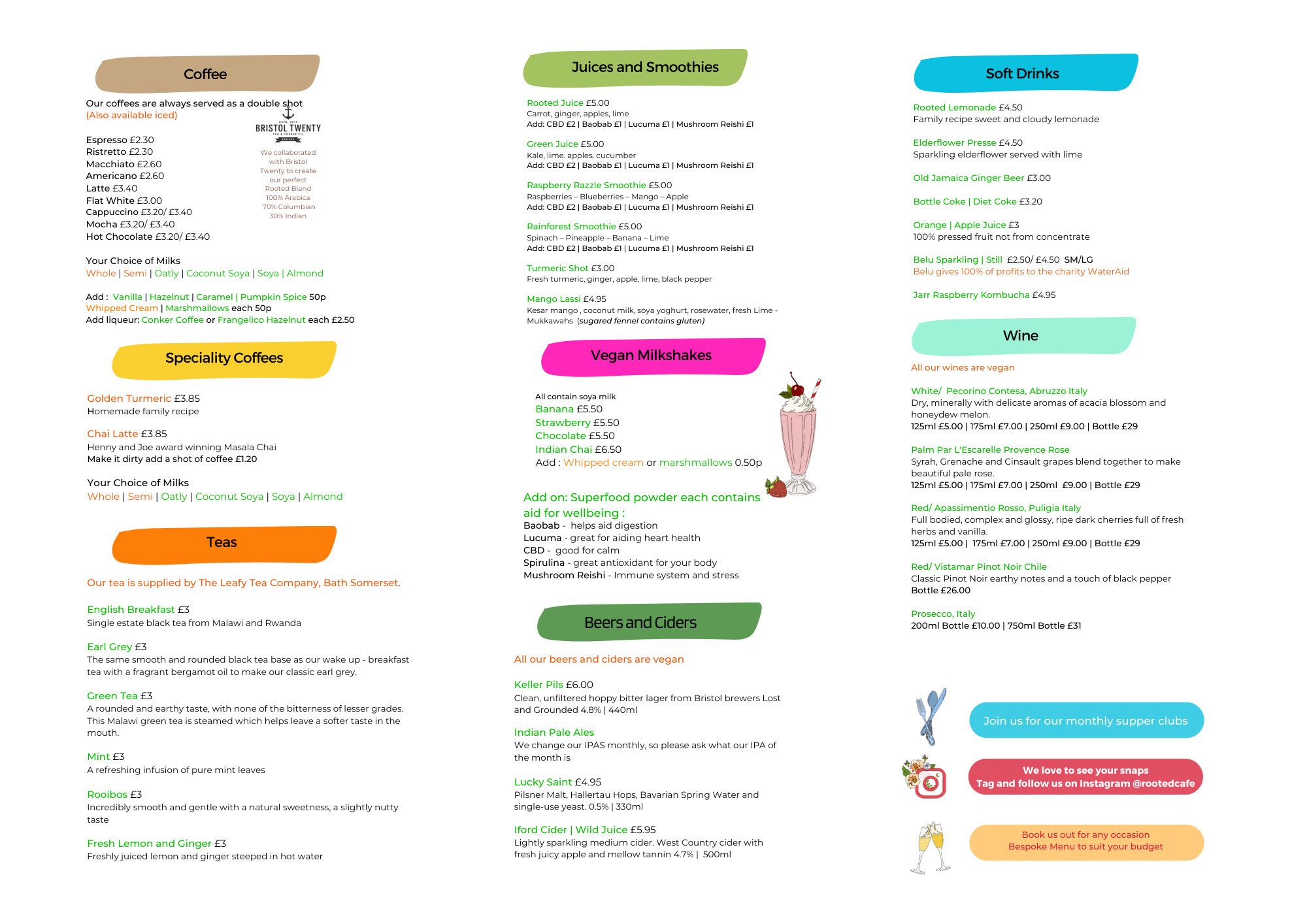 MENUS — Rooted Cafe