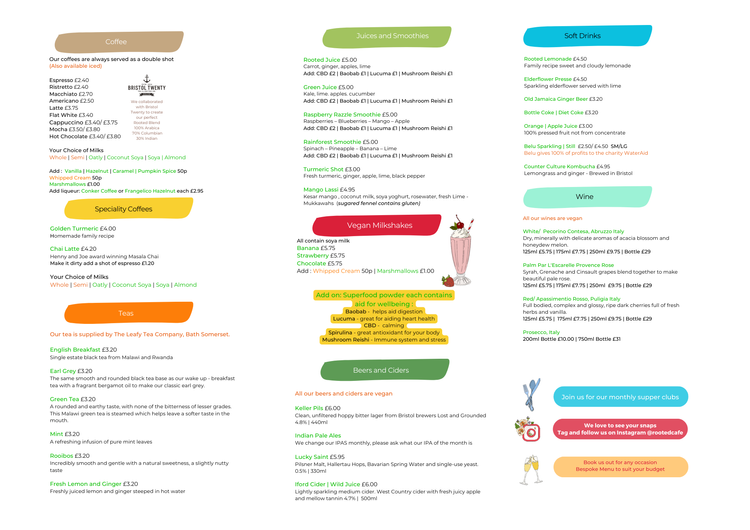 MENUS — Rooted Cafe