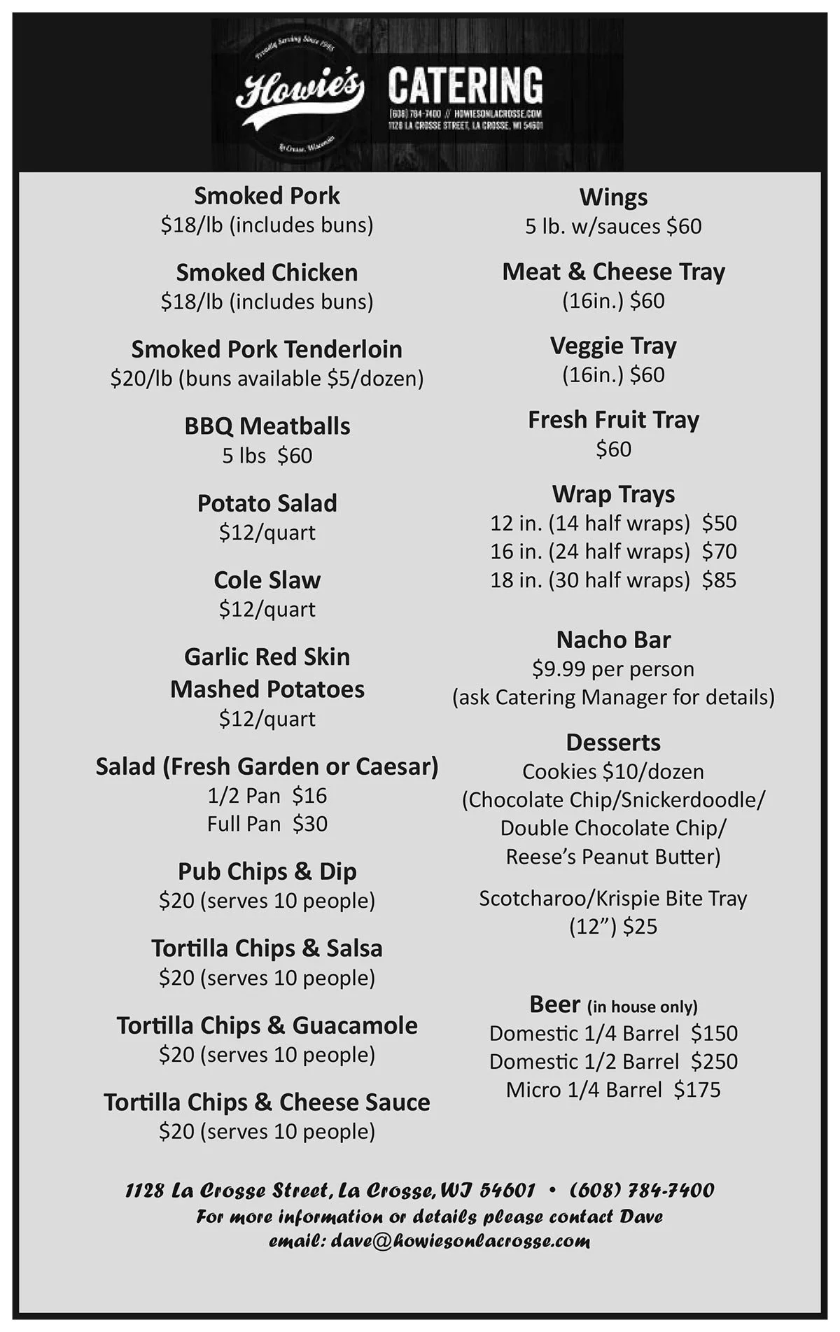 Catering in La Crosse, Wisconsin — Howie's on La Crosse