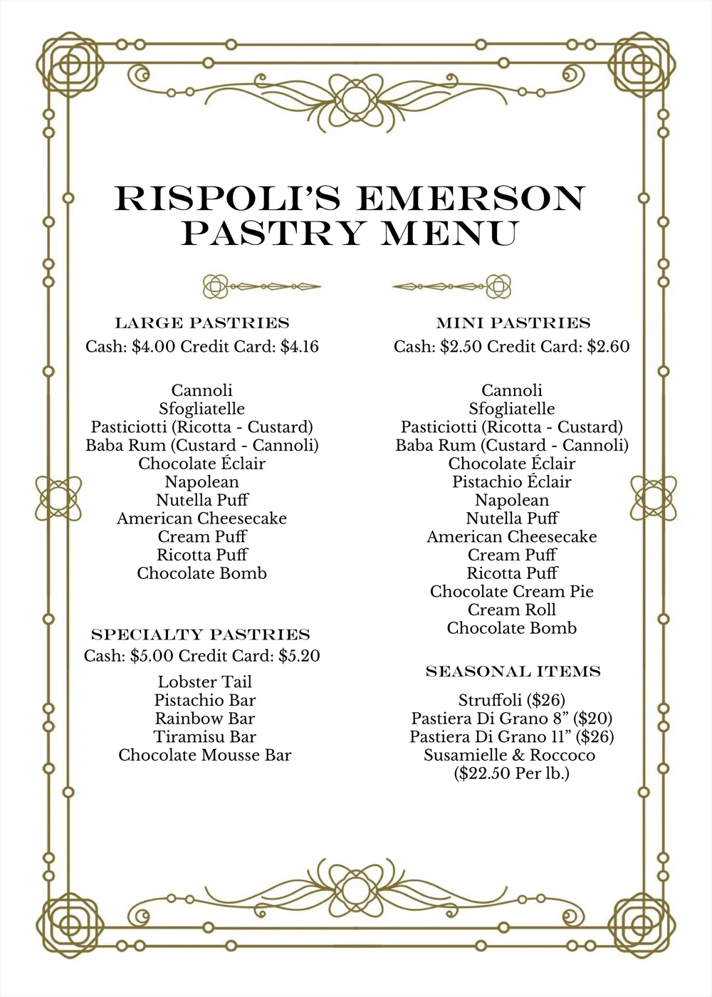 Menu — Rispoli Pastry Shop