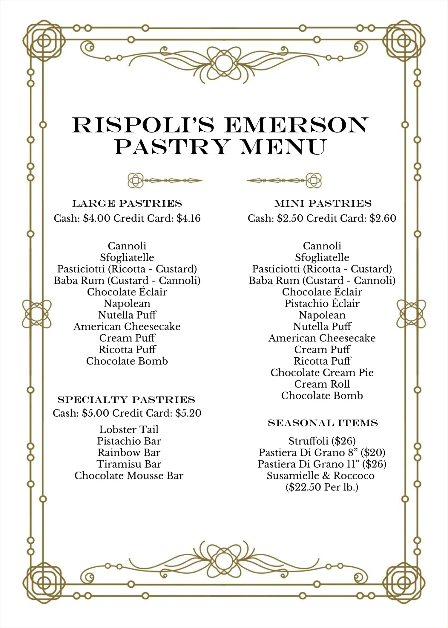 Menu — Rispoli Pastry Shop