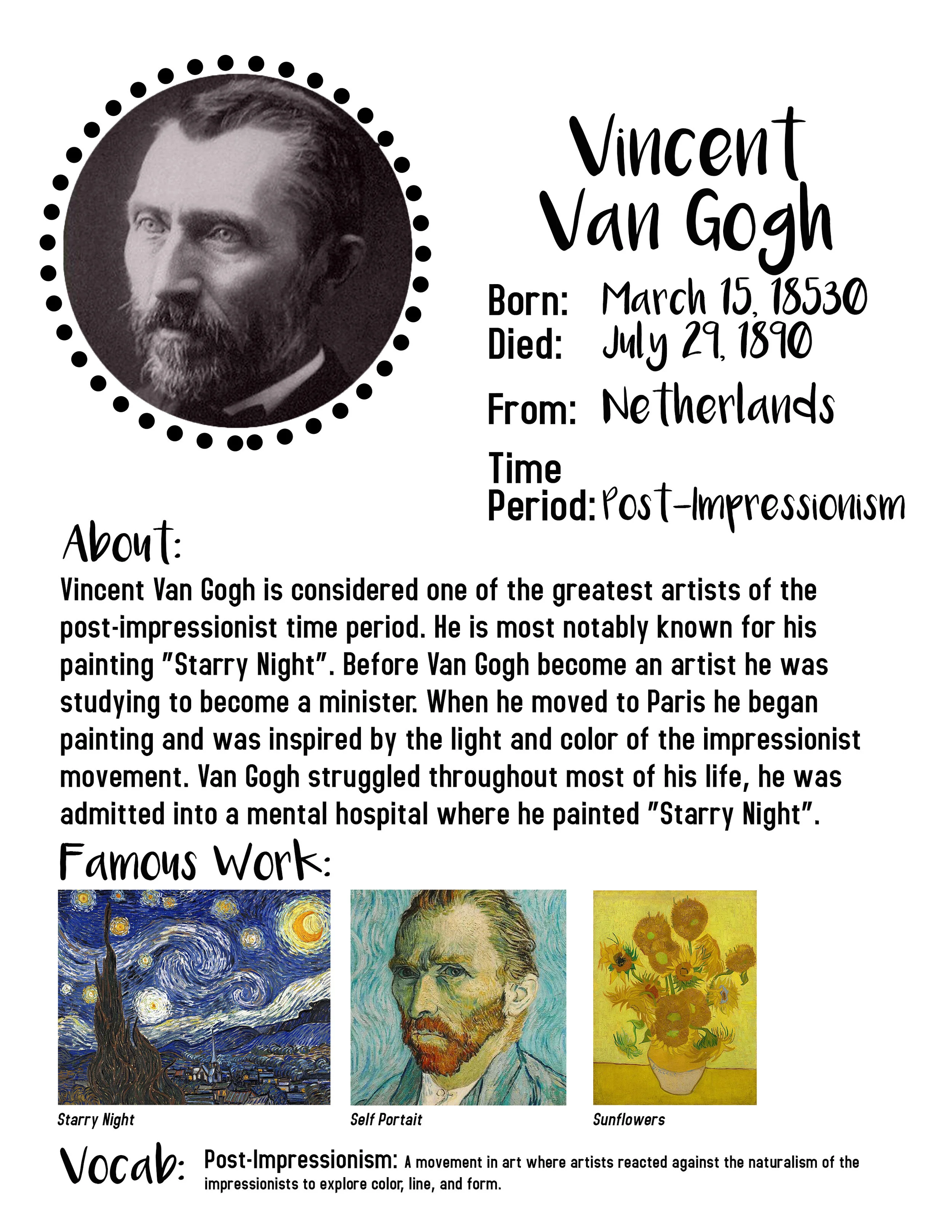 At Home Art Lessons for Kids | Vincent Van Gogh — KayDee Runkel art+design