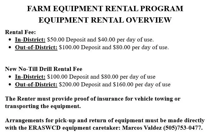 Farm Equipment Rental — East Rio Arriba SWCD