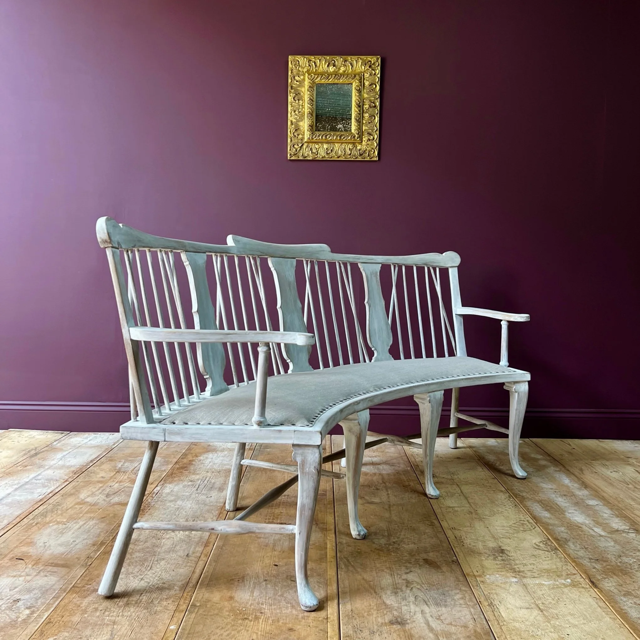 Large English Limed Bow Bench Seat — Stag & Squire