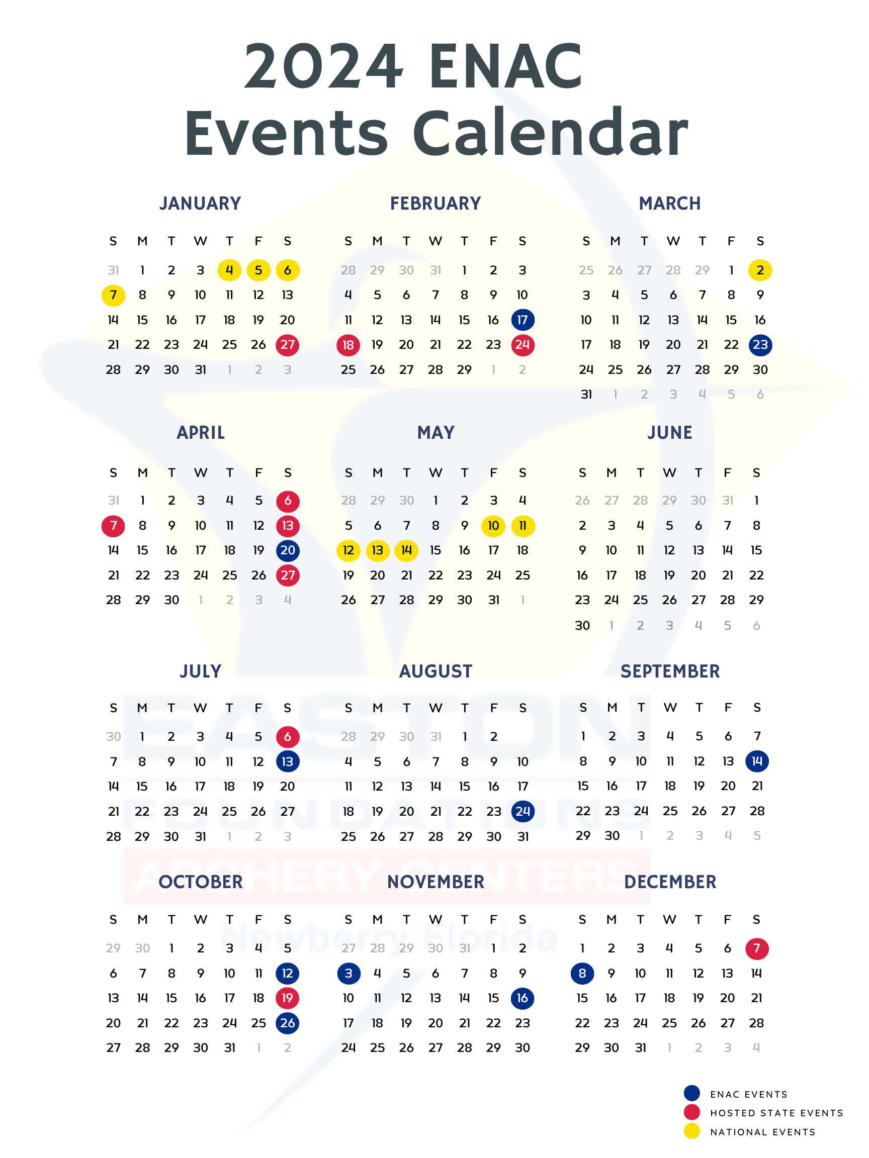 Calendar — Easton Newberry Archery Center