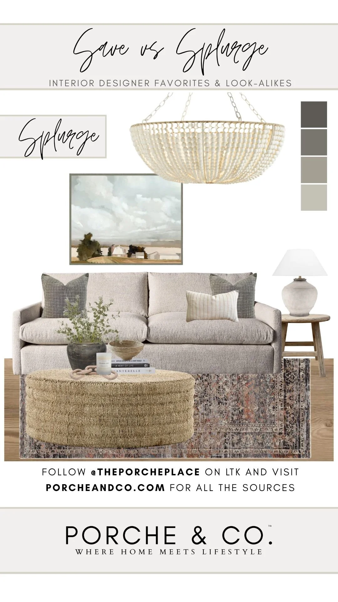 Save vs Splurge :: Modern Classic Living Room — Porche & Co.