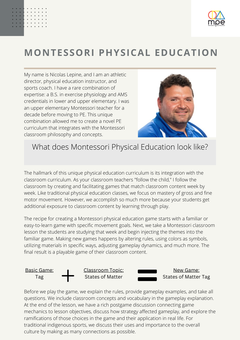 Montessori Physical Education Home