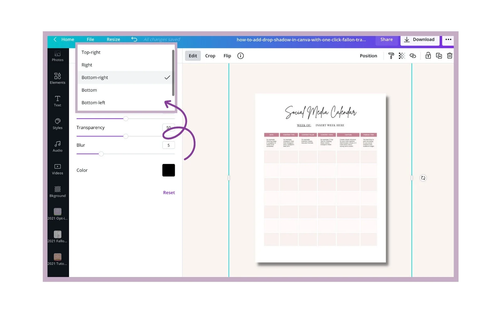 How to Create a Drop Shadow in Canva (with just one-click!) — Fallon ...