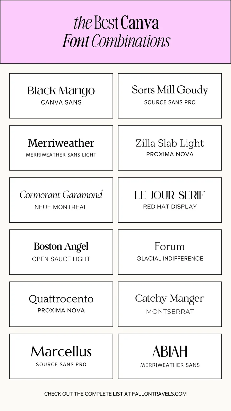 Best Canva Font Pairings & Combinations for Bloggers — Fallon Travels