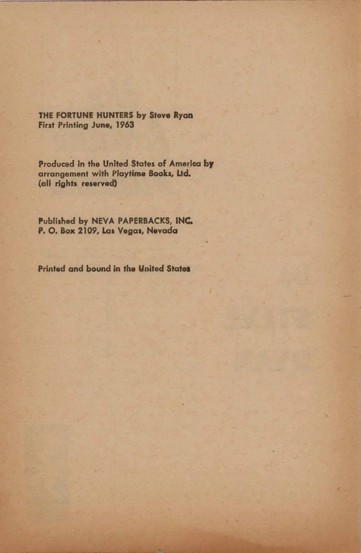 The Fortune Hunter by Steve Ryan — The Gardner Francis Fox Library