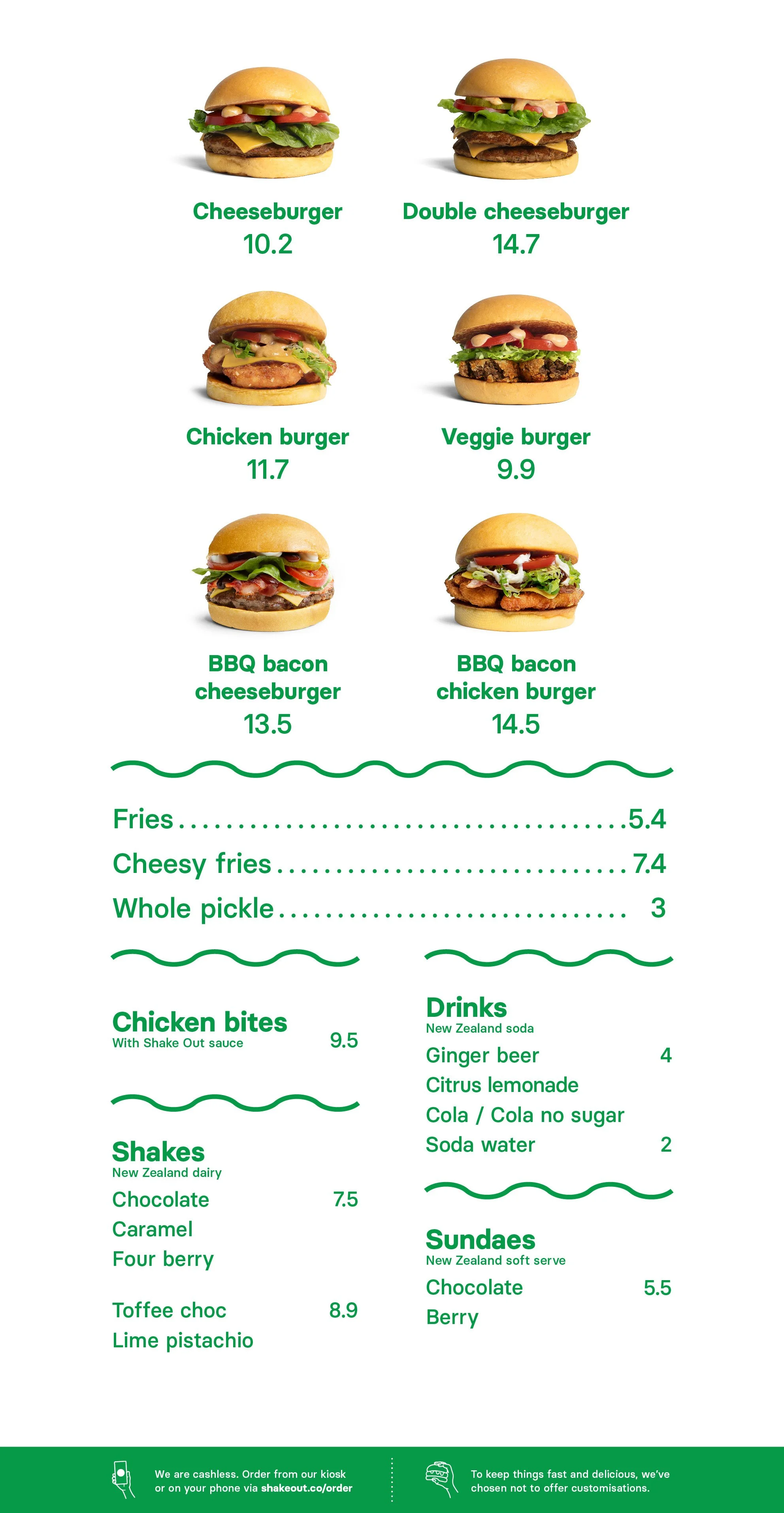 Shake Out | Our Menu