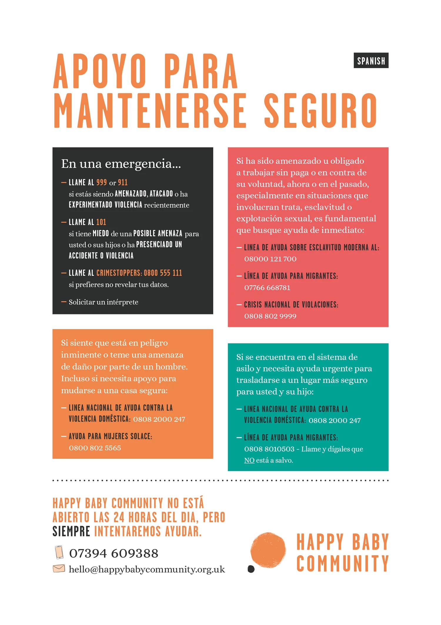 Staying Safe (Spanish) — Happy Baby Community