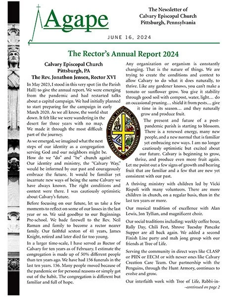 Agape (Newsletter) — Calvary Episcopal Church