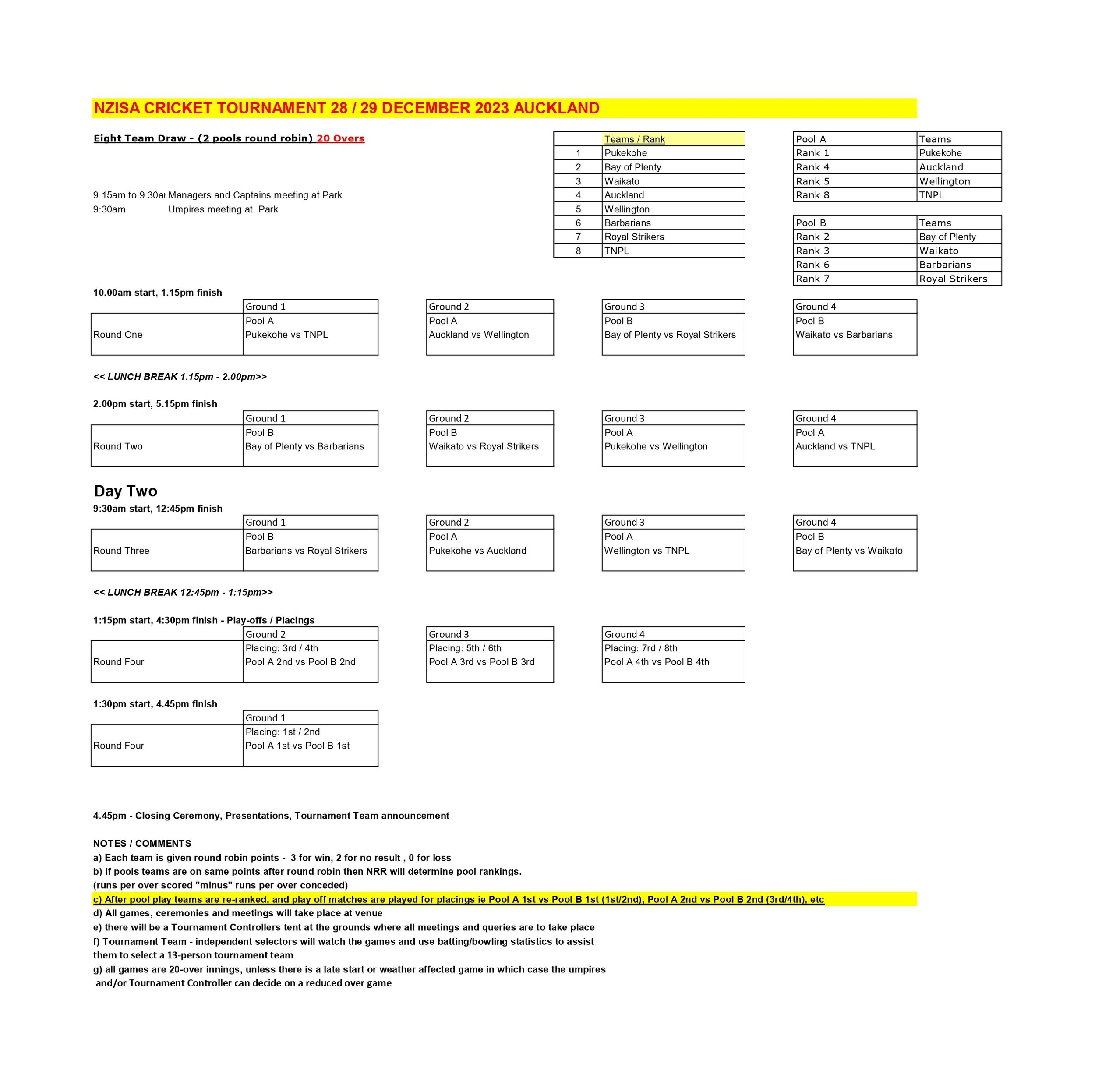 Events Calendar — New Zealand Indian Sports Association Inc.