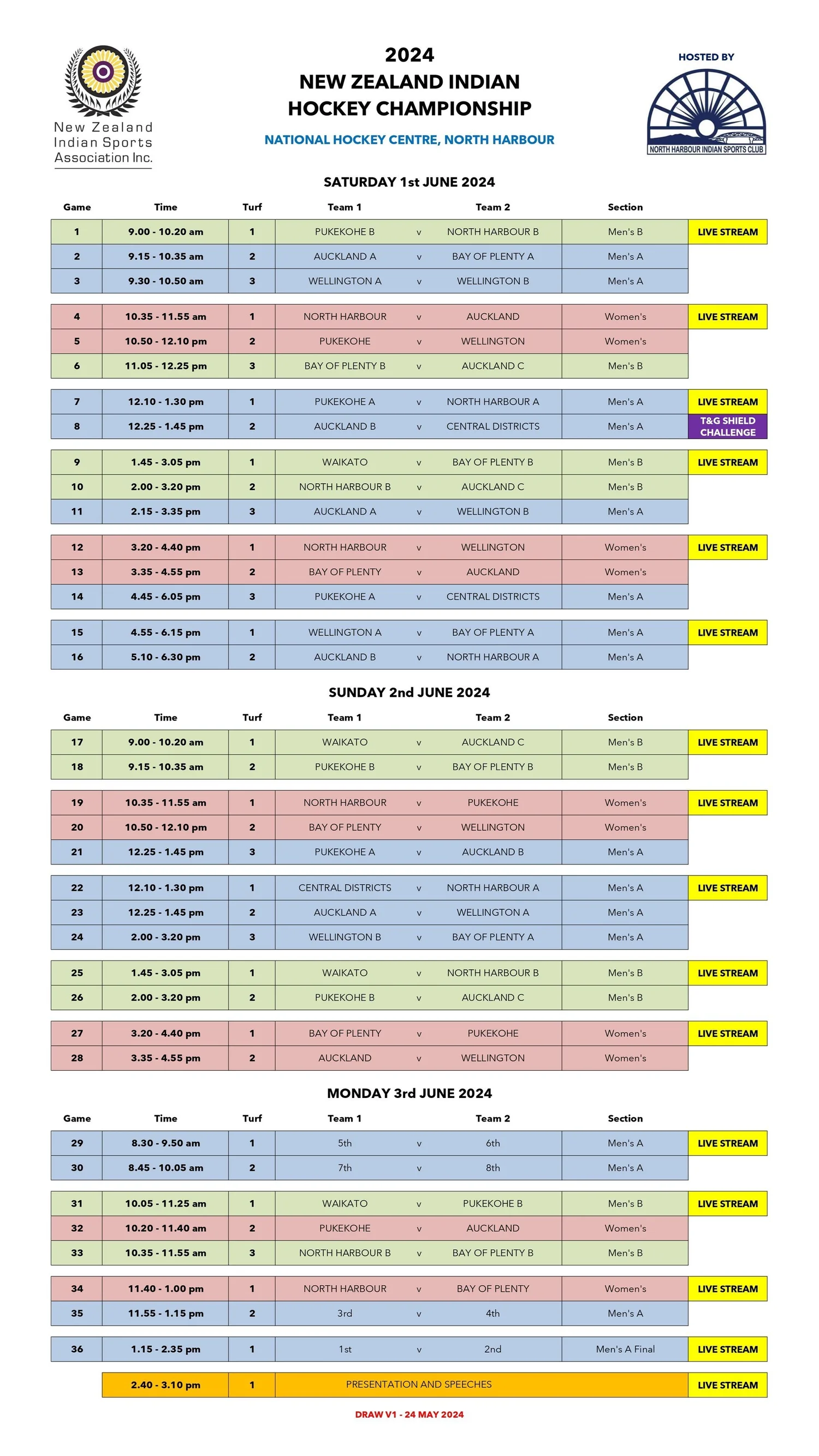 Events Calendar — New Zealand Indian Sports Association Inc.