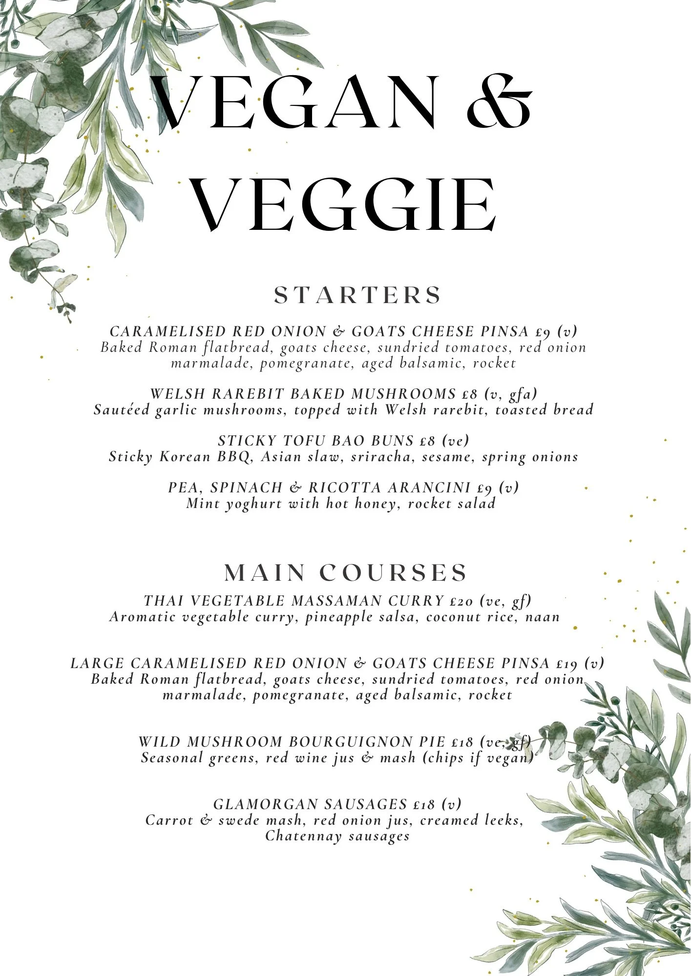 MENU — Butterflies Bar & Kitchen