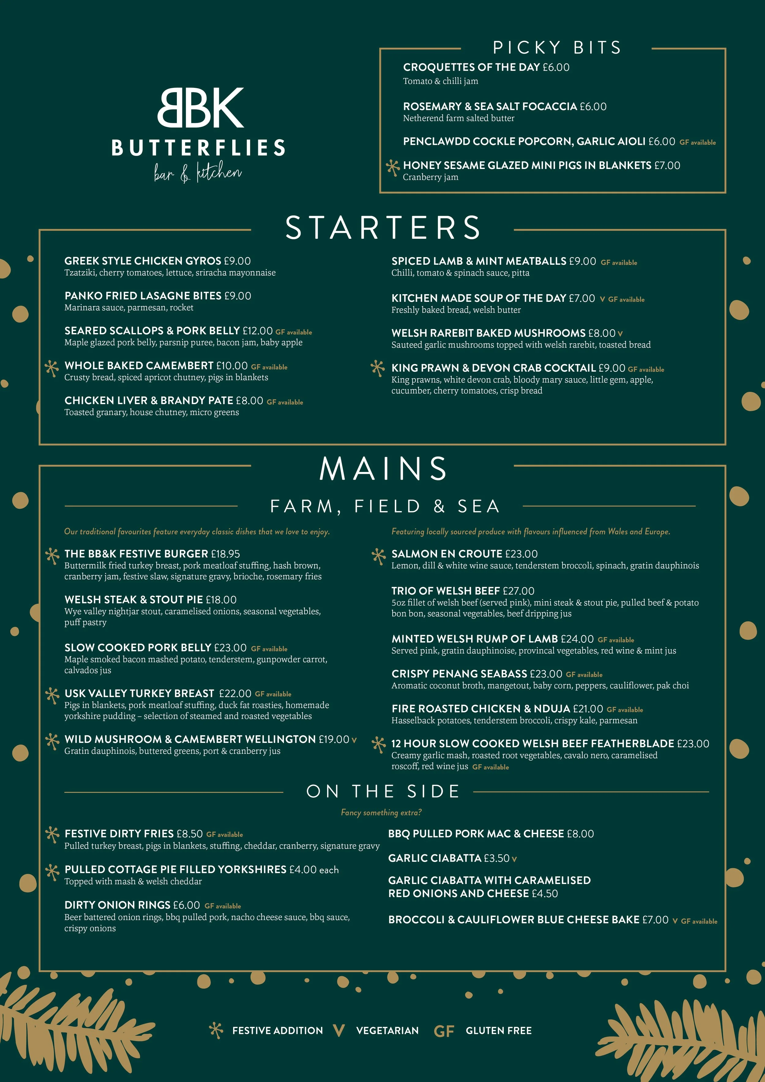 MENU — Butterflies Bar & Kitchen