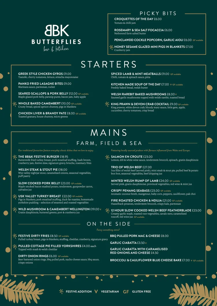 MENU — Butterflies Bar & Kitchen