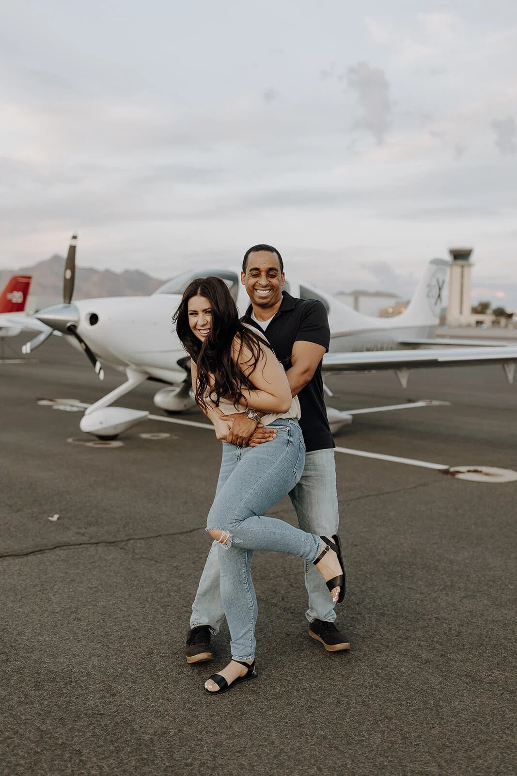 Unique Engagement Photos at Scottsdale Airport — Carmela Joy Photography