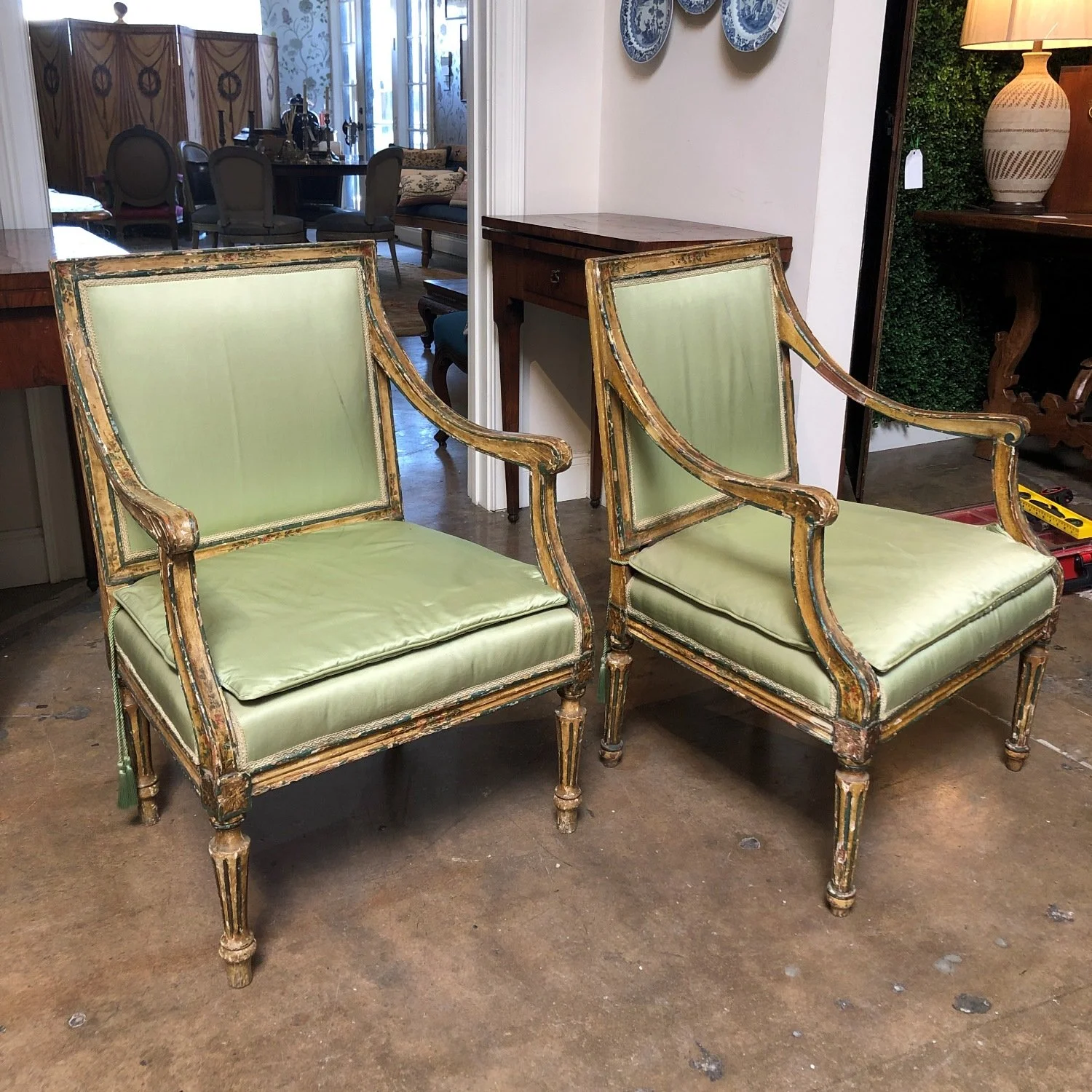 Pair of 18th Century Painted Venetian Neo Classical Walnut Chairs of ...