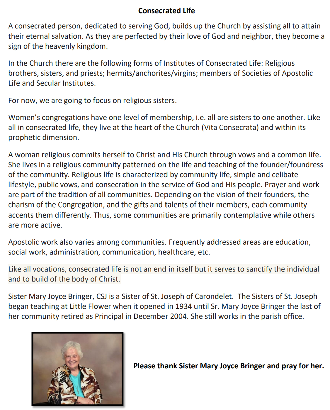 Vocations Types — Little Flower Parish