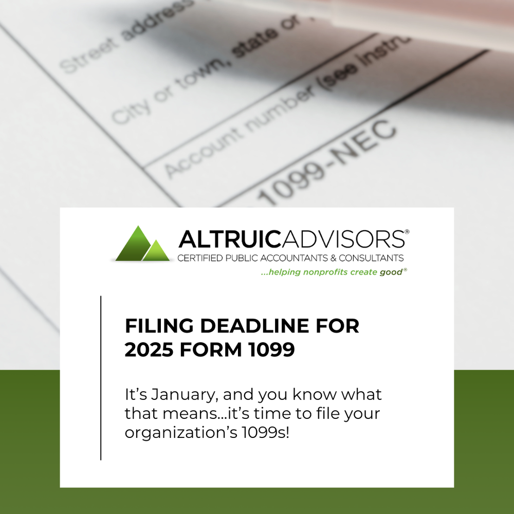 Filing Deadline for 2025 Form 1099 — Altruic Advisors