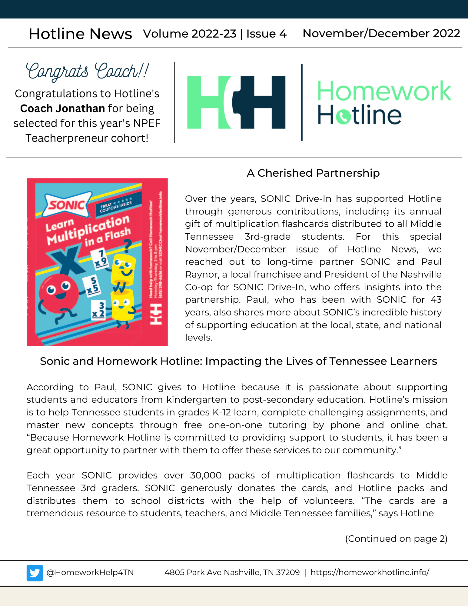 News — Homework Hotline TN 501(c)(3)