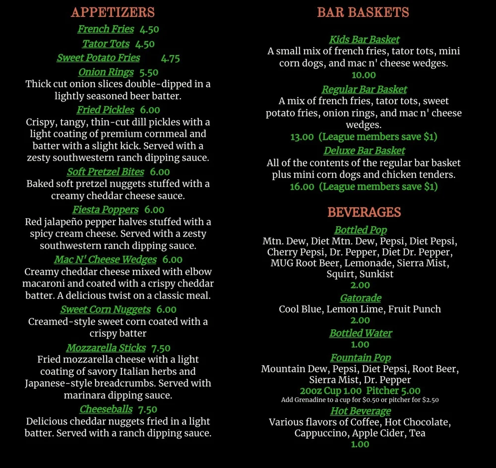 Menu — Bole-Mor Lanes