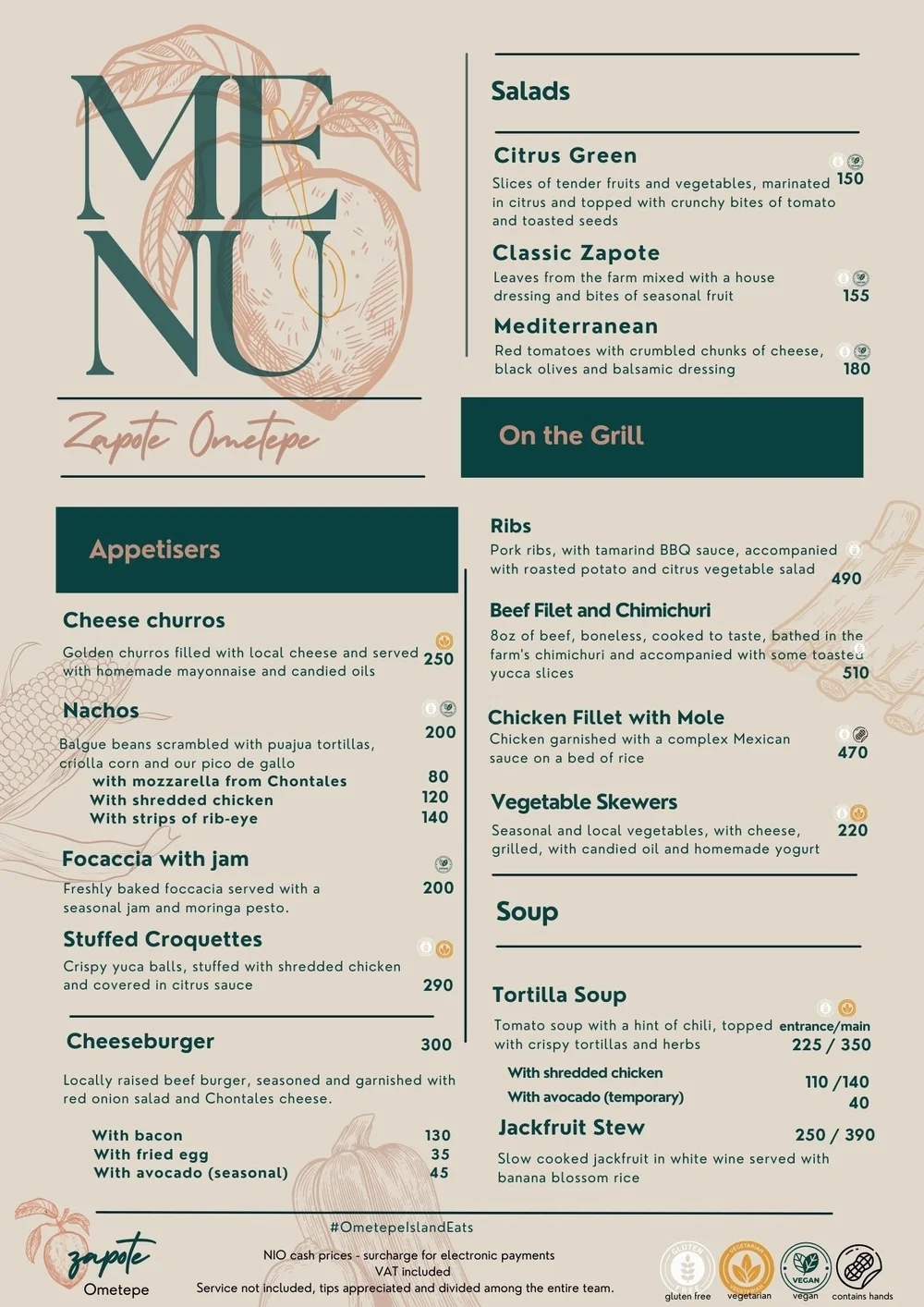 Zapote menu — Selvista