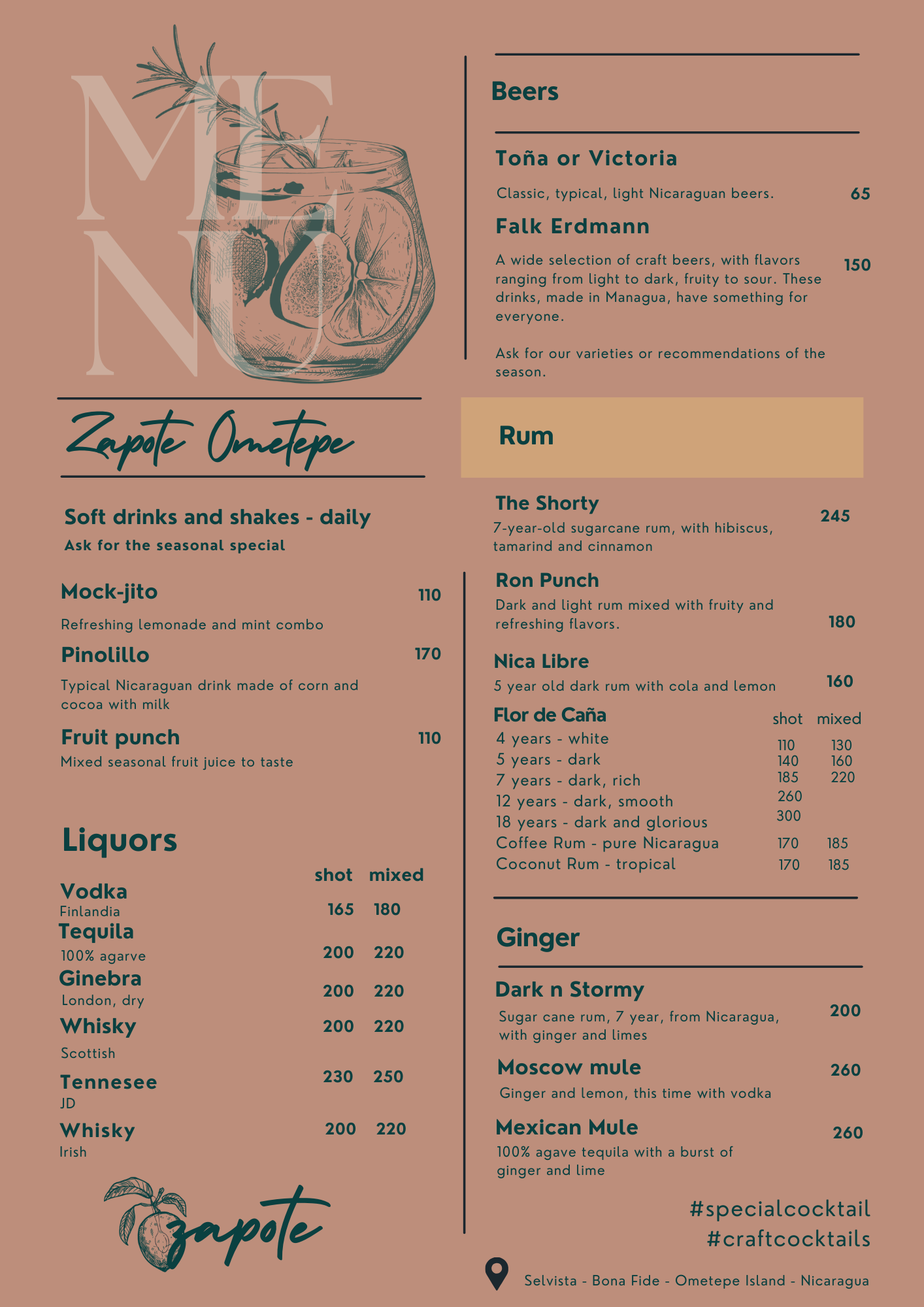Zapote menu — Selvista