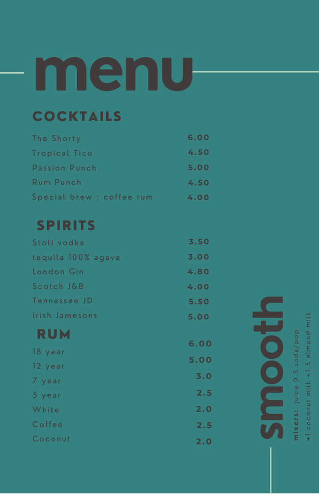 Zapote menu — Selvista