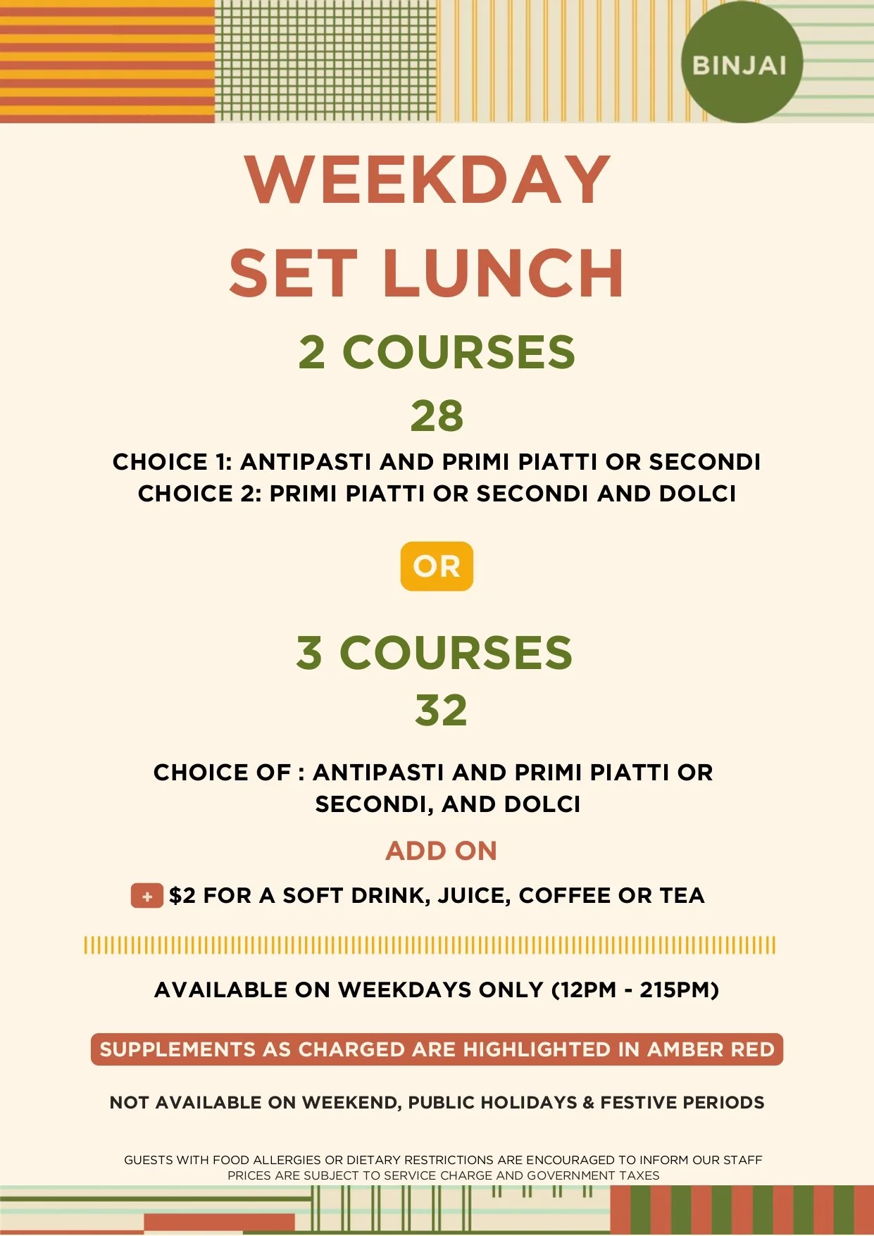 BINJAI FOOD MENU — LINO