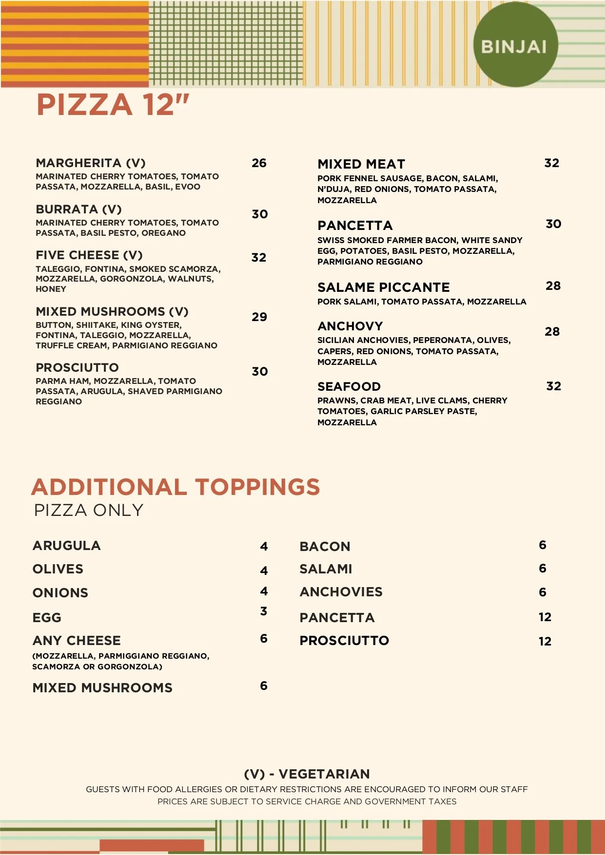 BINJAI FOOD MENU — LINO